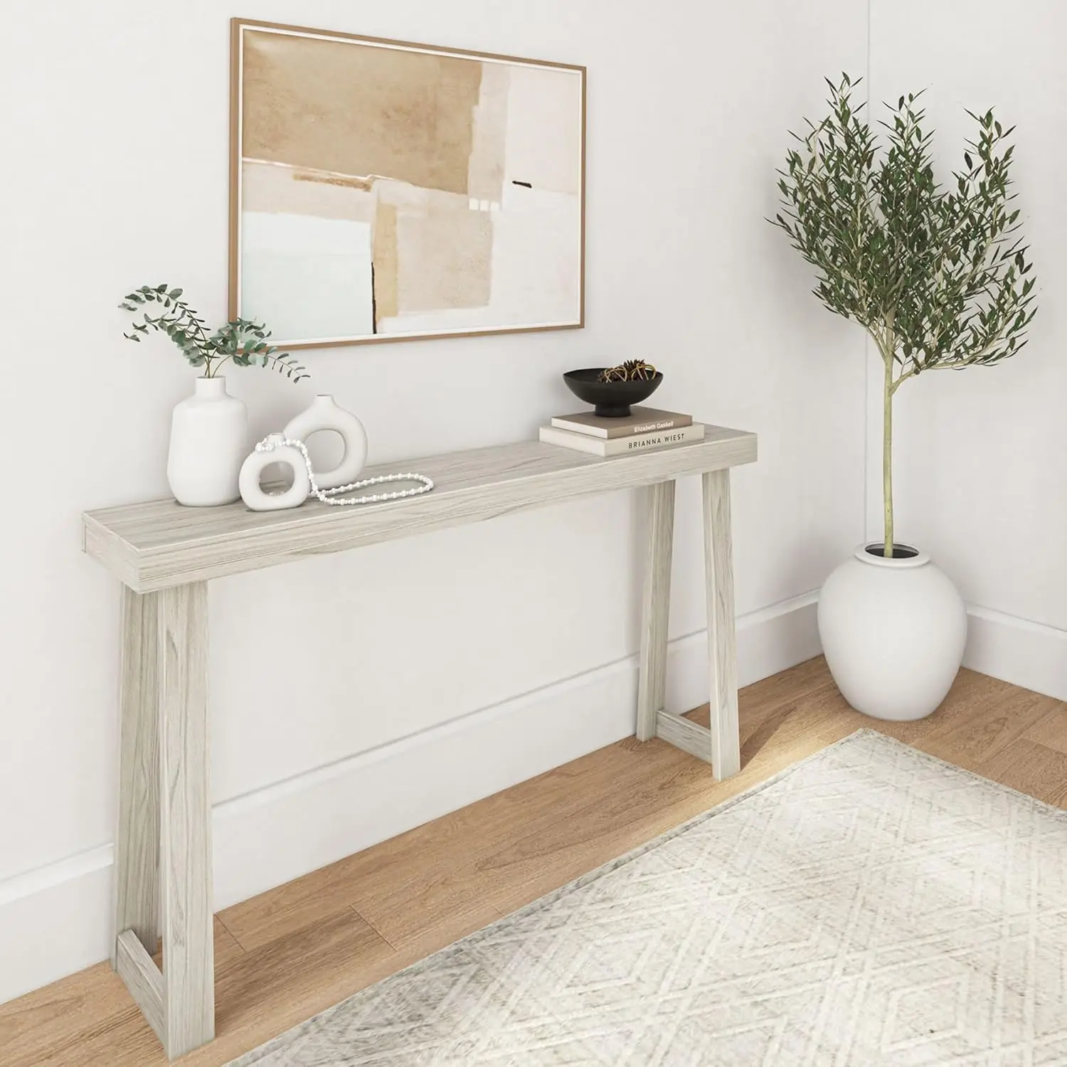 Modern-Solid-Wood-Console-Table-56-Inch-Sofa-Table-Narrow-Entryway ...