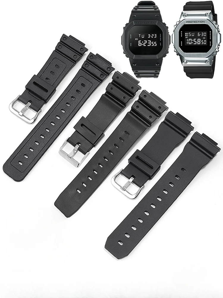 For-Casio-Small-Square-16mm-Silicone-Watch-Strap-GM-GLX-5600-GA-2100 ...