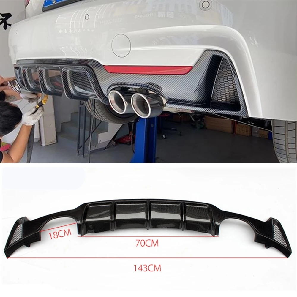 Auto-Rear-Bumper-Diffuser-Carbon-Fiber-Look-Quad-Exhaust-Guard-Lower ...