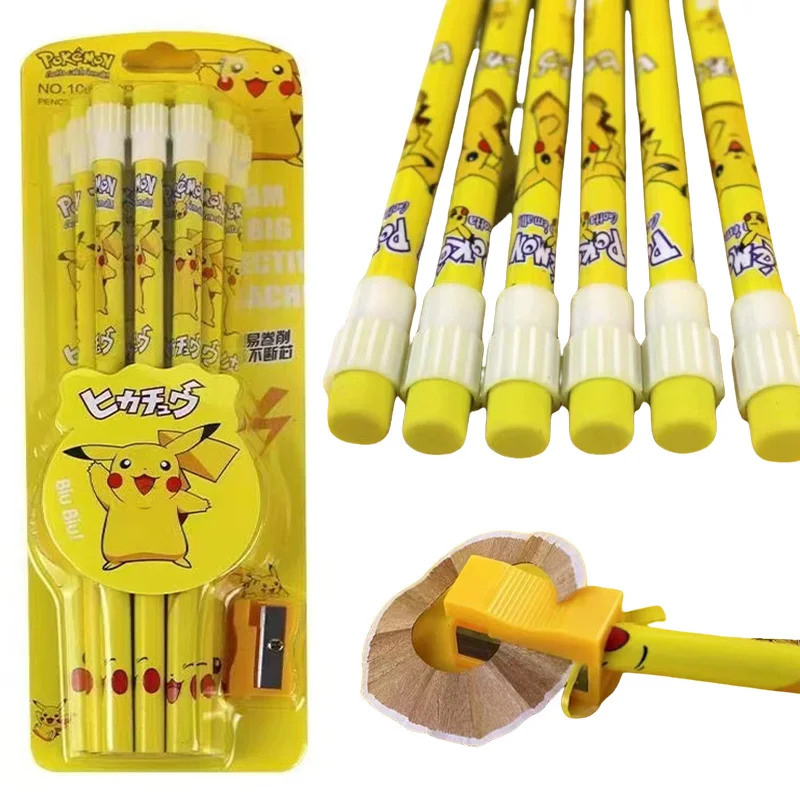 12PCS-Pokemon-Pikachu-Writing-Pencil-Set-with-Eraser-Cute-Student ...