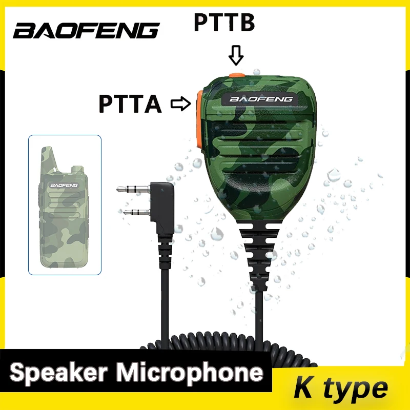 Baofeng-Waterproof-Speaker-Mic-Walkie-Talkie-PTT-Microphone-2Pin ...