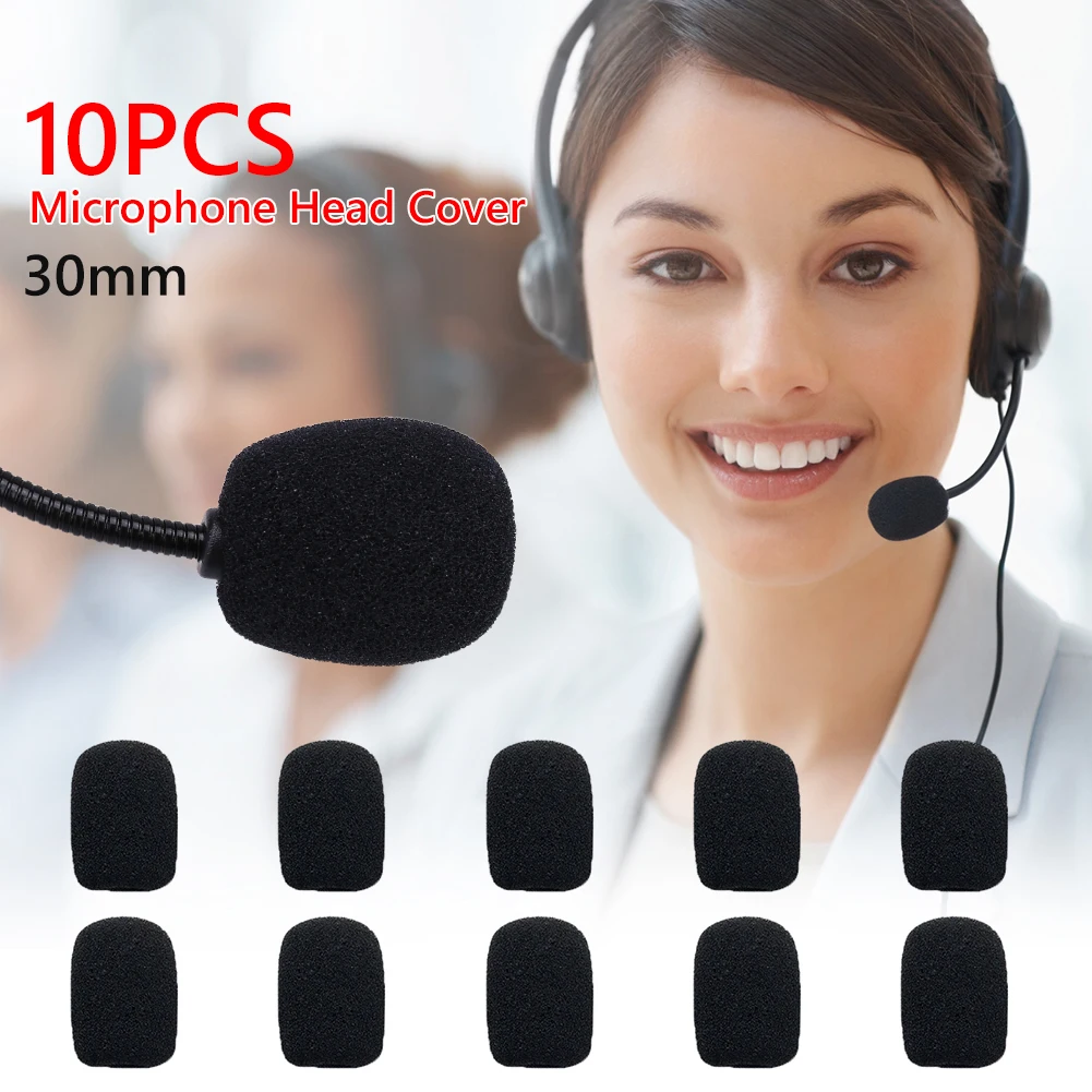 10Pcs-Black-Mic-Protector-Replacement-Headset-Foam-Covers-Windscreen ...