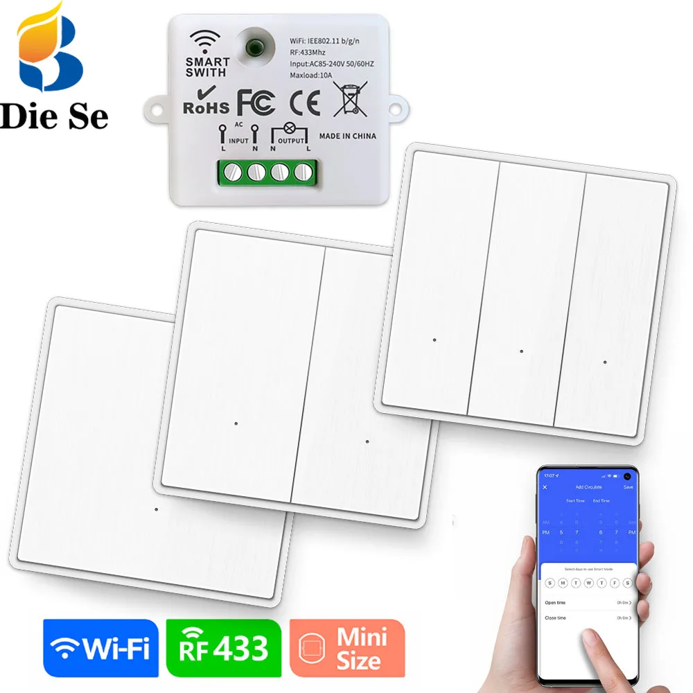 Tuya Wifi Wireless Remote Control Switch Ac 220v Relay Receiver 433mhz ...