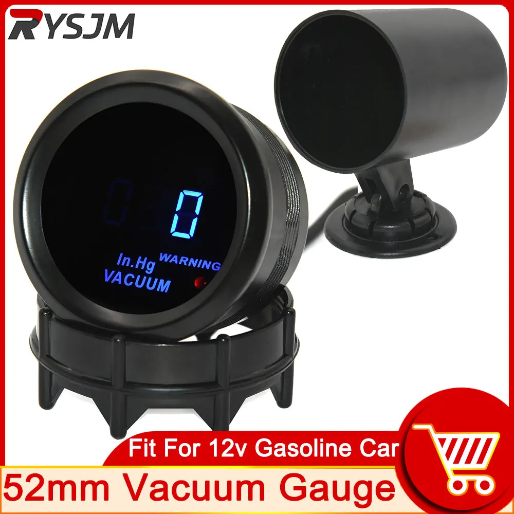 12V-52mm-Vacuum-Gauge-Turbo-Boost-Gauge-Vacuum-Press-Meter-Black-Shell ...