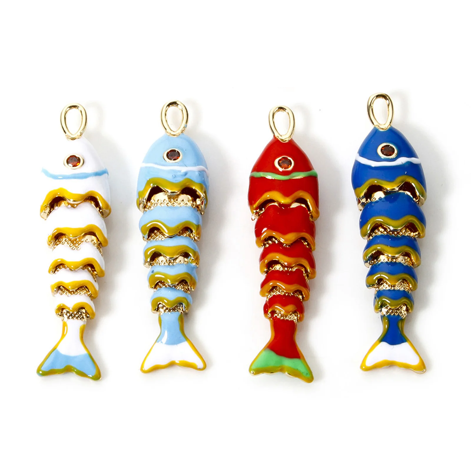 1 Piece Brass Ocean Jewelry 3D Fish Animal Movable Pendants 18K Real ...