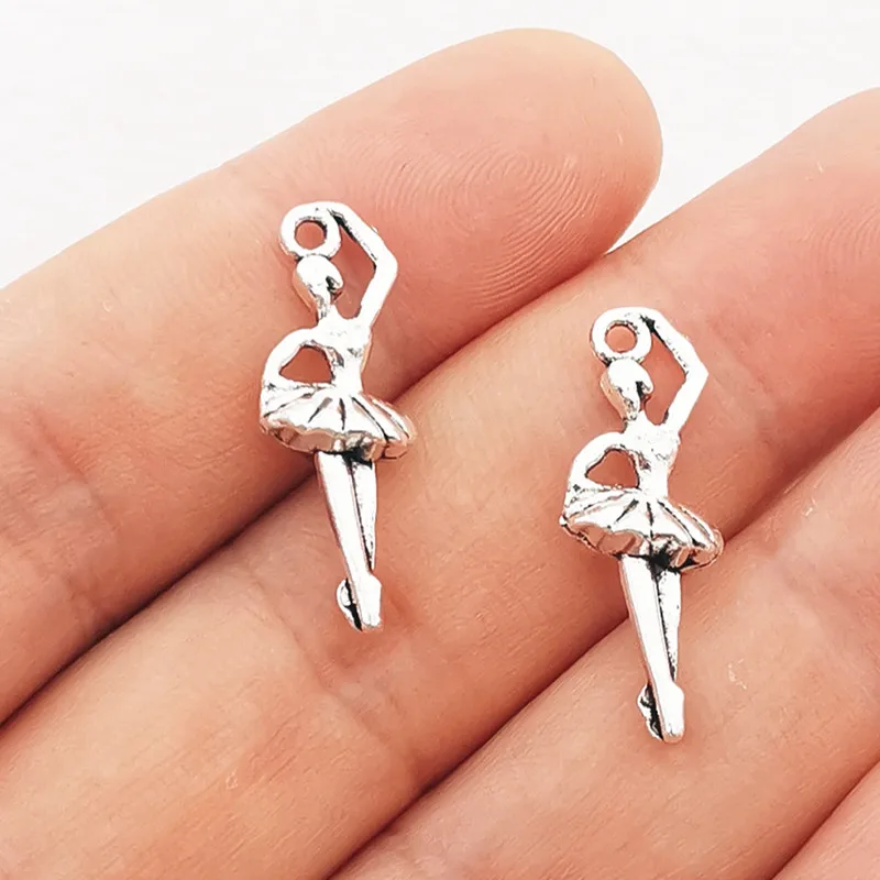 14pcs 26*9mm Dancer Charm Ballet Girl Charms Tibetan Silver Color ...