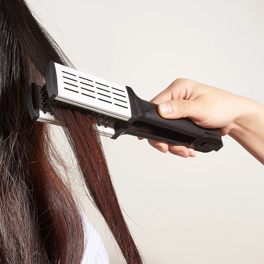 Pro-Friseur-Haargl-tter-Nylon-Haar-Richt-Doppel-Pinsel-V-Form-Kamm ...