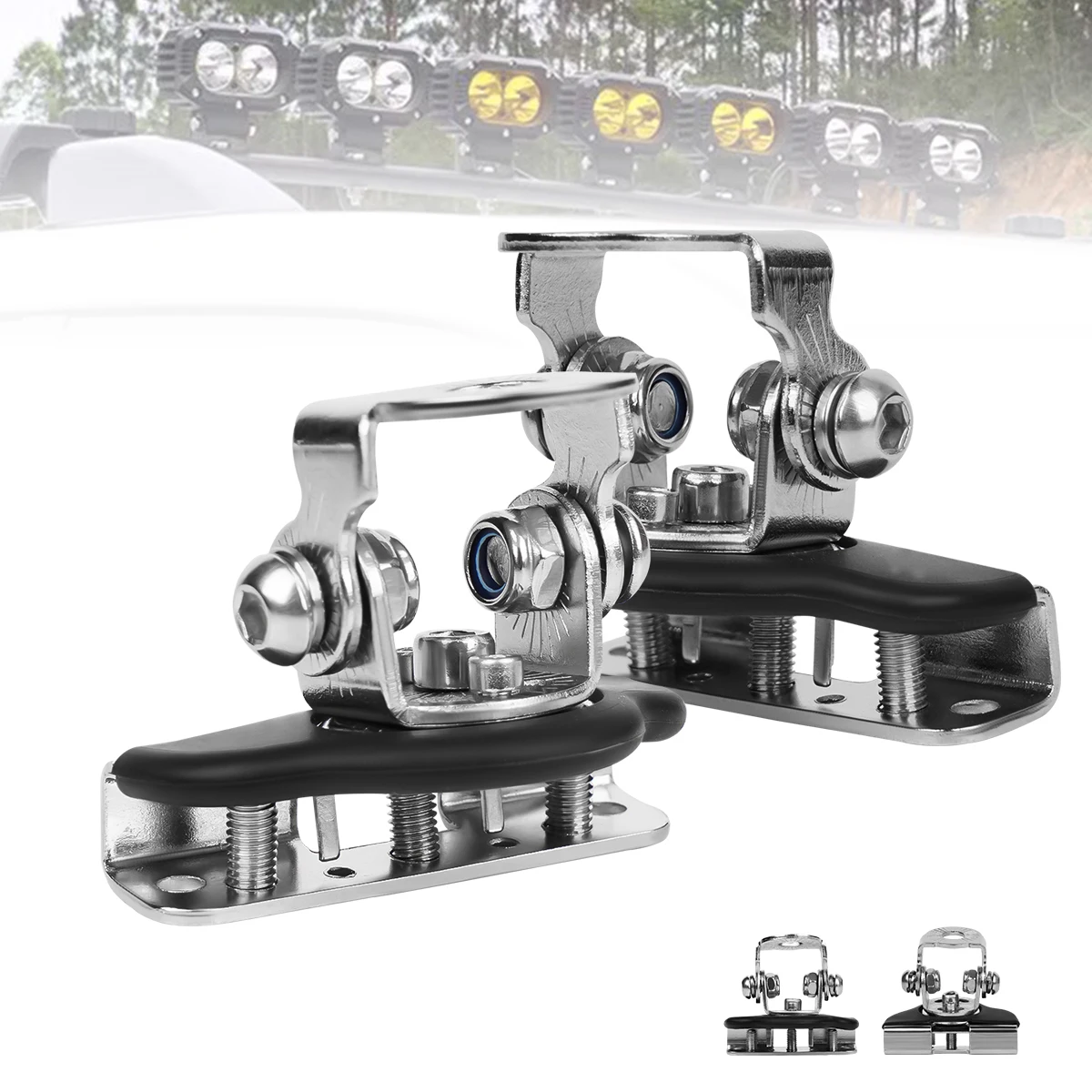 2pcs-set-Car-Mount-Work-Light-Bracket-Clamp-Stainless-Steel-Pillar-Hood ...