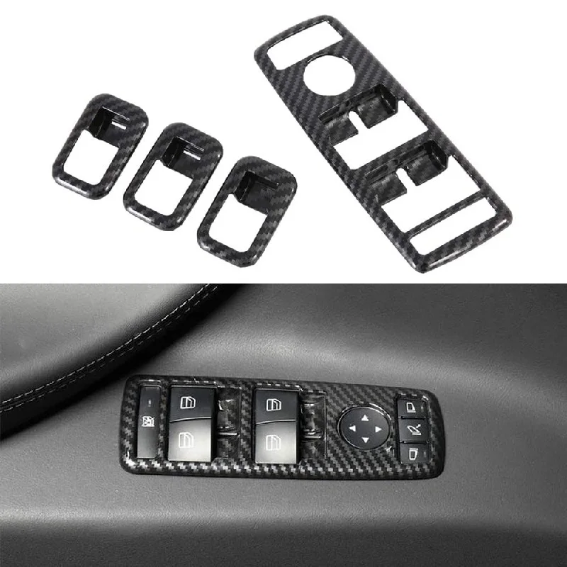 4Pcs Carbon Fiber Pattern Window Lift Switch Cover Trim For Tesla Model ...