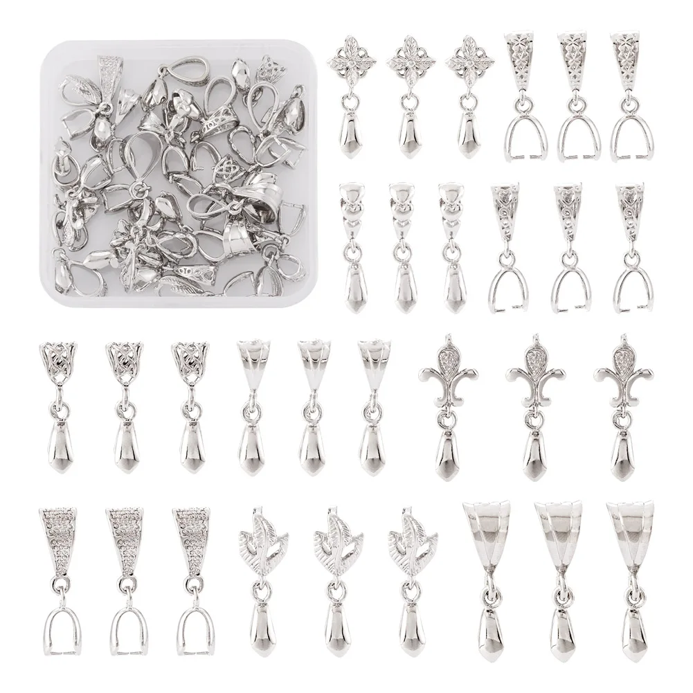 1 Box Brass Pendant Pinch Bails Ice Pick Pinch Bails Buckle Connector ...