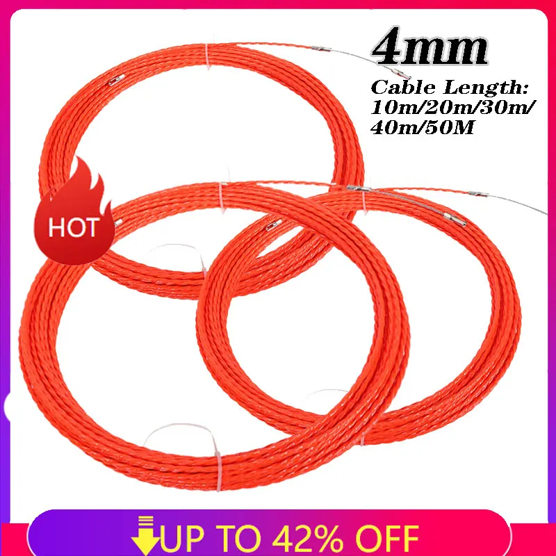 4mm Red Guide Device Electric Cable Push Pullers Duct Snake Rodder Fish ...