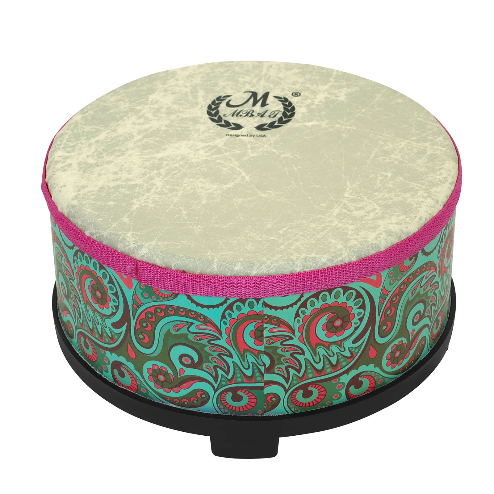 M MBAT Orff Floor Drum 10 inch Double Sided Sheepskin Tambourine With ...