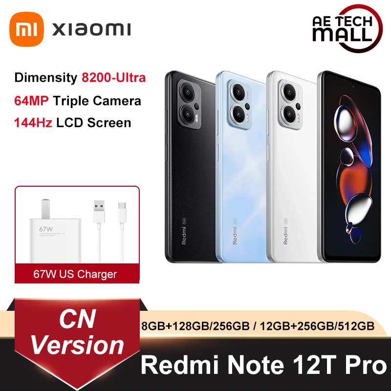 New Xiaomi Redmi Note 12T Pro 5G 256GB/512GB Dimensity 8200 Ultra 140Hz ...