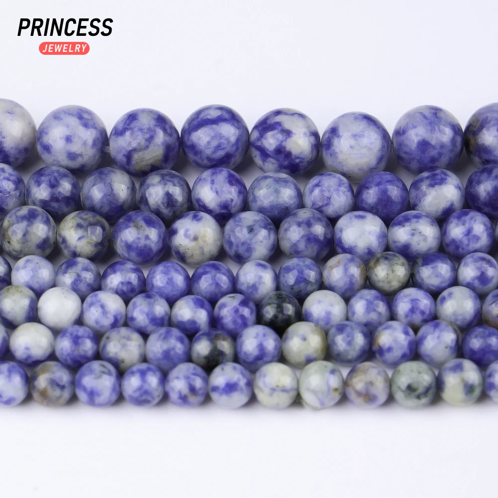 Natural-Dot-White-Blue-Sodalite-Loose-Beads-for-Jewelry-Making-Charm ...