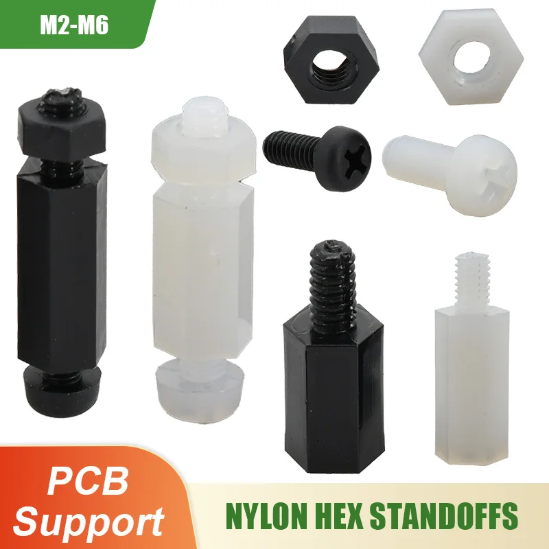 M2-M2-5-M3-M4-M5-M6-Black-White-Hex-Nylon-Motherboard-Standoffs ...