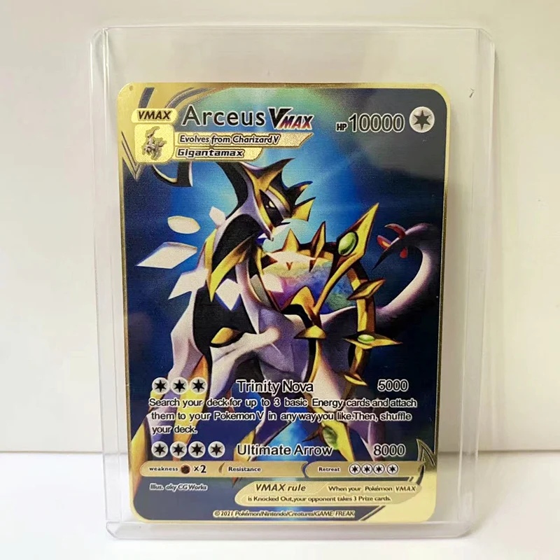 English Metal Cards 10000 HP Arceus Vmax Lugia Charizard Rayquaza ...