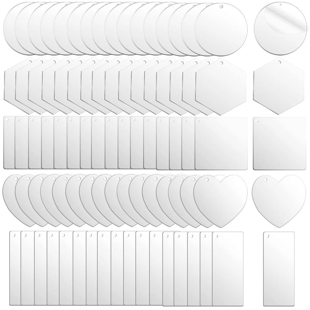 100pcs-Clear-Acrylic-Keychain-Blanks-Transparent-Acrylic-Rectangle-Square-Circle-Heart-Hexagon ...