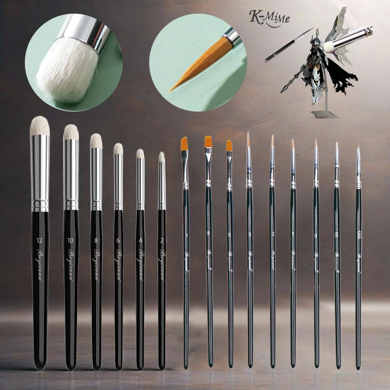 Model Painting Brush Set Professional 15pcs Dry Paint Brushes and ...