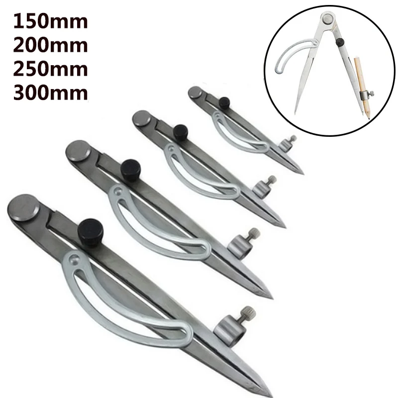 100-200-300mm-Precision-Wing-Divider-Scribe-Tool-with-Pencil-Holder-for ...