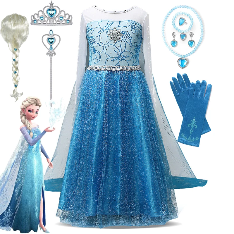 Girls-Snow-Queen-Elsa-Kids-Costumes-For-Girl-Halloween-Carnival-Party ...