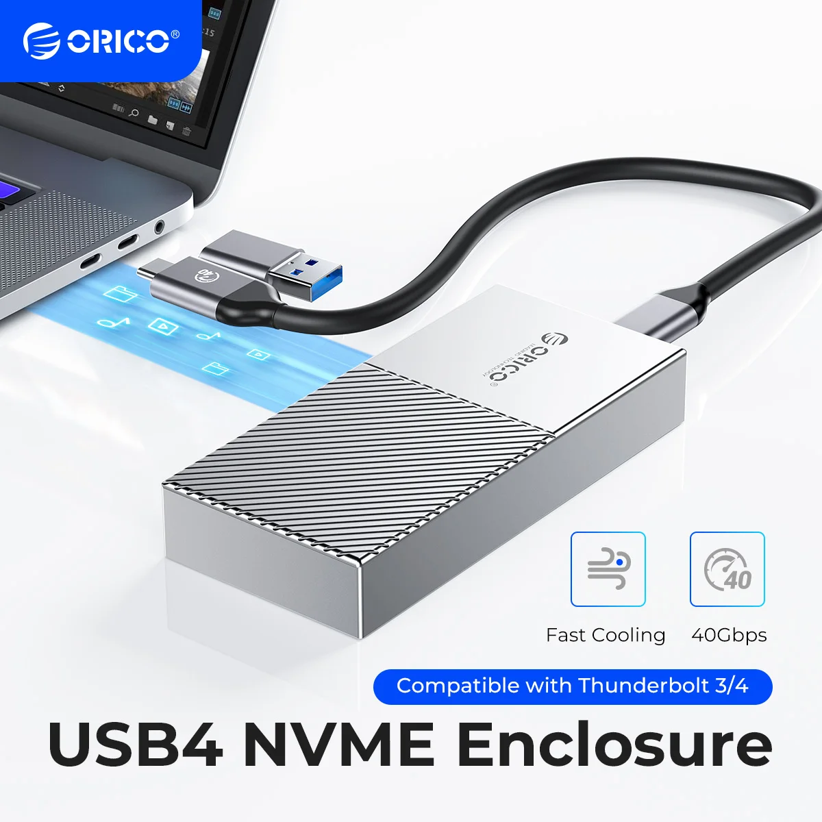 ORICO-USB4-NVMe-SSD-Enclosure-40Gbps-PCIe3-0x4-Aluminum-M-2-SSD-Case ...