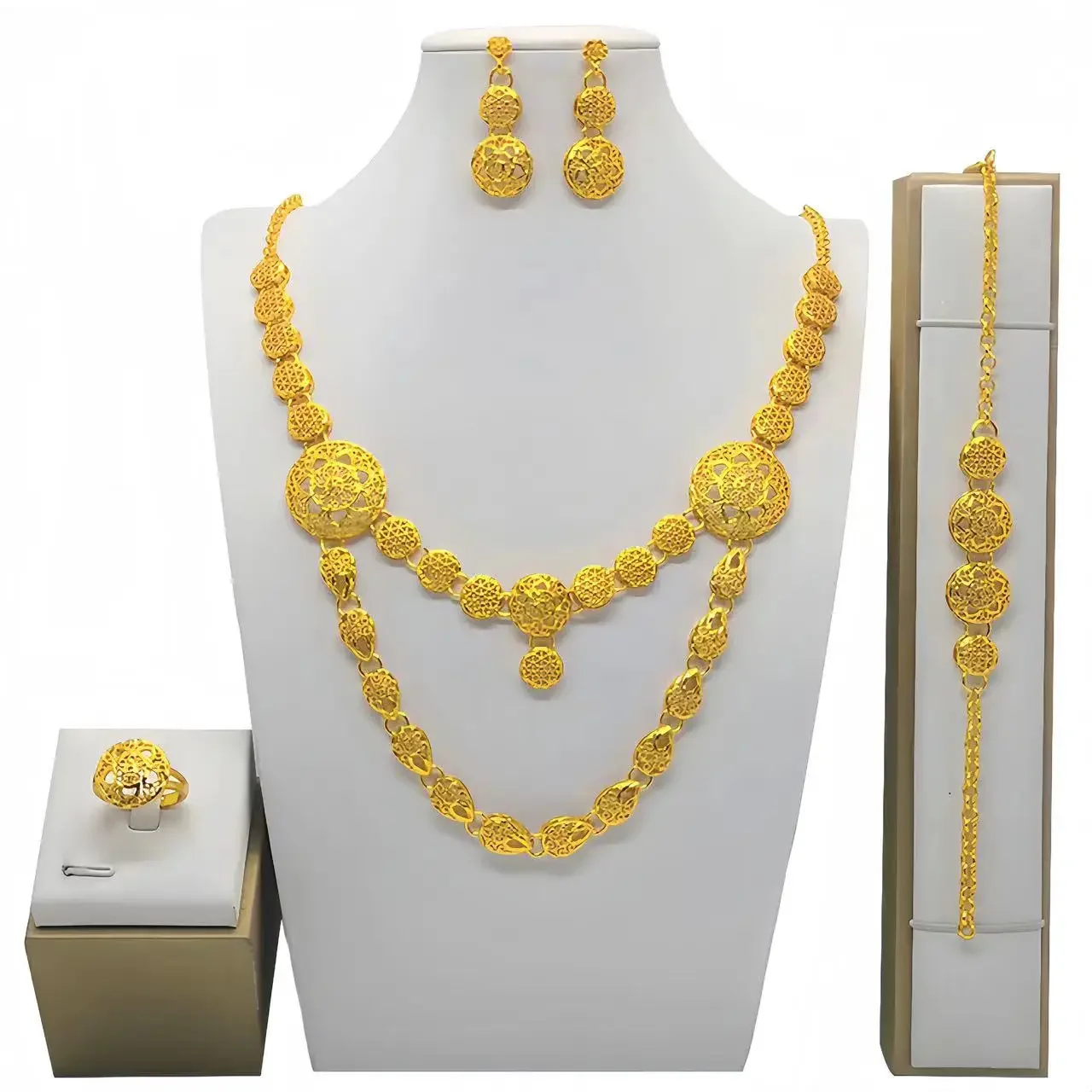 Luxury-Arab-Dubai-Gold-Color-Jewelry-Set-For-Women-Tassel-Irregular ...
