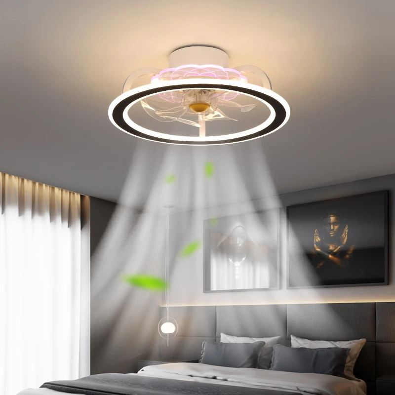 Nordic-night-light-LED-light-with-ceiling-fan-no-blade-bedroom-ceiling ...