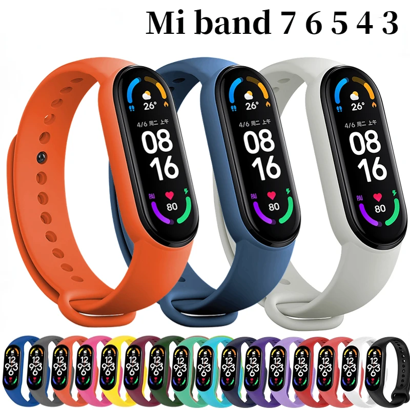 Strap For Xiaomi Mi Band 7 6 5 4 3 Bracelet Sports Silicone Wristband ...