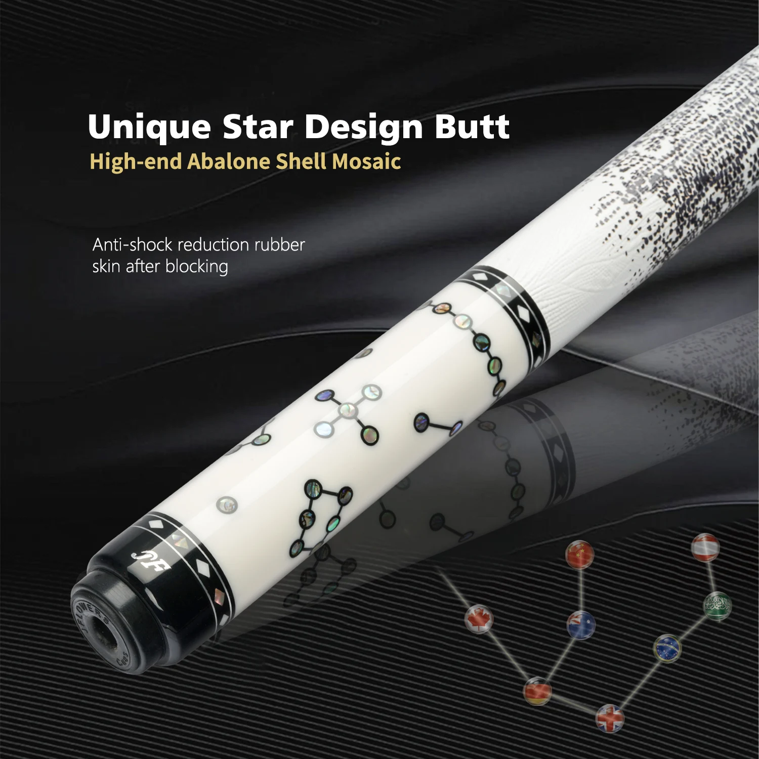JFLOWERS Star Billiards Pool Cue Stick Black Technology Carbon Fiber ...