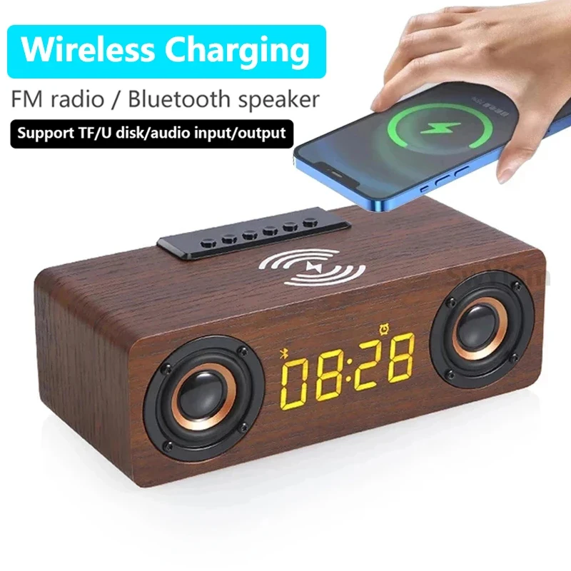 Alarm-Clock-Multi-function-Wooden-Wireless-Bluetooth-Speaker-Subwoofer ...