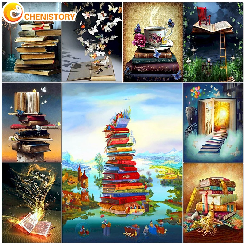 CHENISTORY-Frameless-60x75cm-Paint-By-Numbers-Kits-Books-Scenery ...