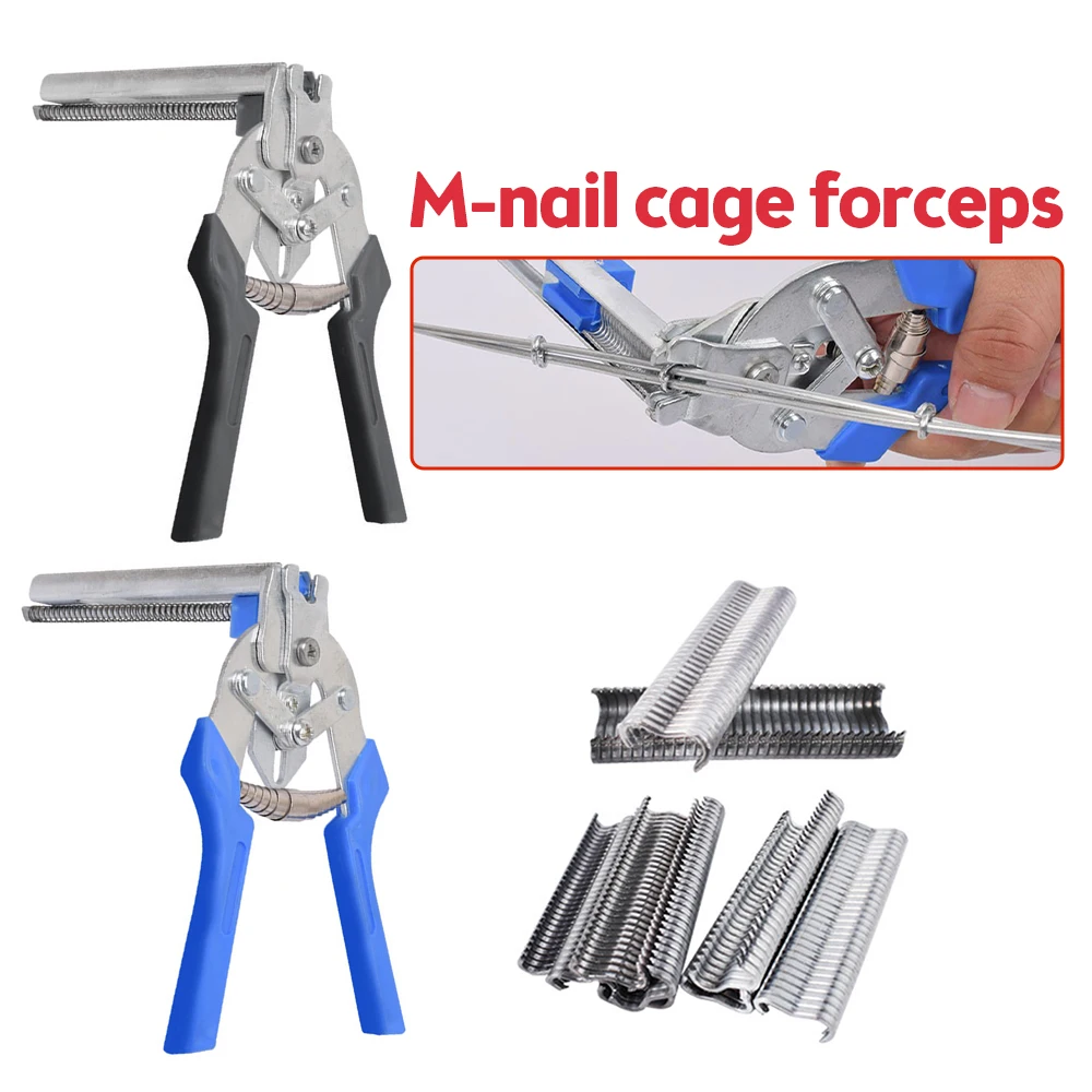 Hog-Ring-Plier-Tool-and-600pcs-M-Clips-Staples-Chicken-Mesh-Cage-Wire ...