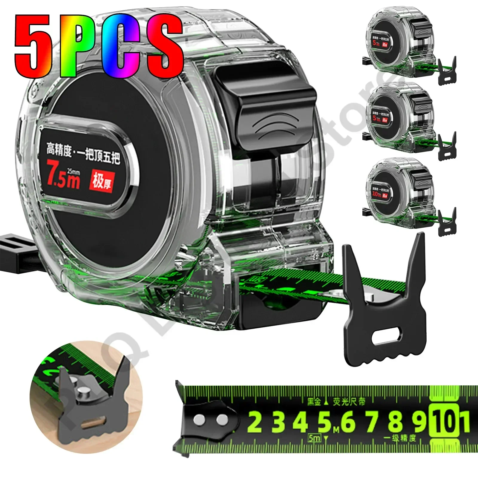 1PCS-Self-Locking-Steel-Tape-Measuring-Tool-High-Precision-Laser-Inkjet ...