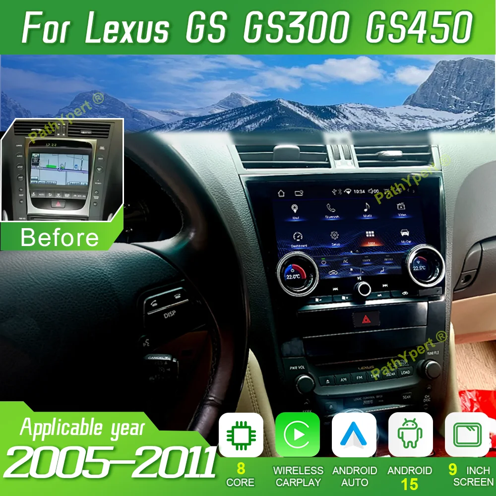 Touch Screen Wireless Carplay Auto For Lexus GS GS300 GS450 2005-2011 ...