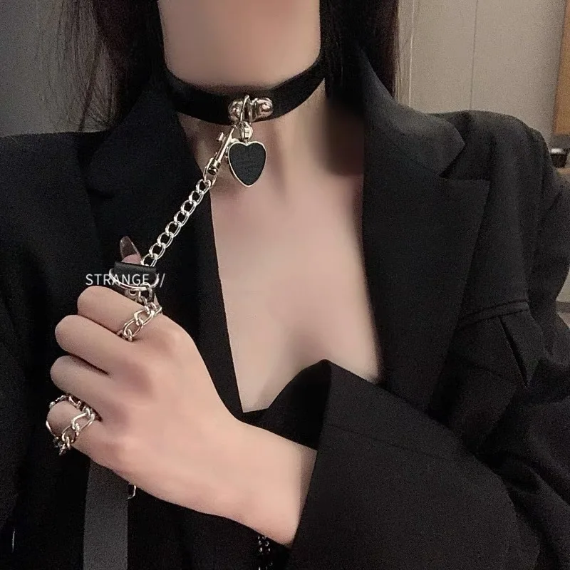 Hot-women-Sexy-Leather-BDSM-Restraint-Neck-Sexy-Collar-chain-necklace-Leash-Bedroom-Flirting ...