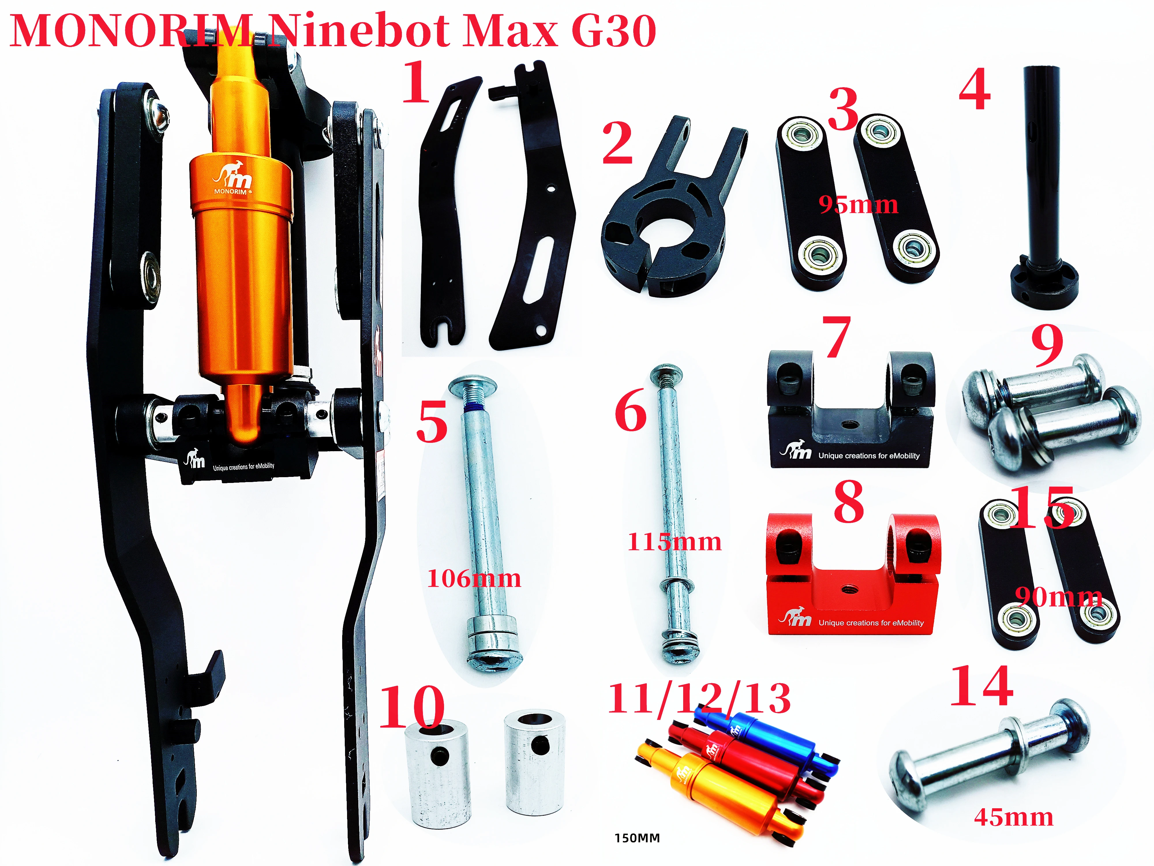 Monorim Suspension Parts for Ninebot Max G30 MX0 Front Suspension ...