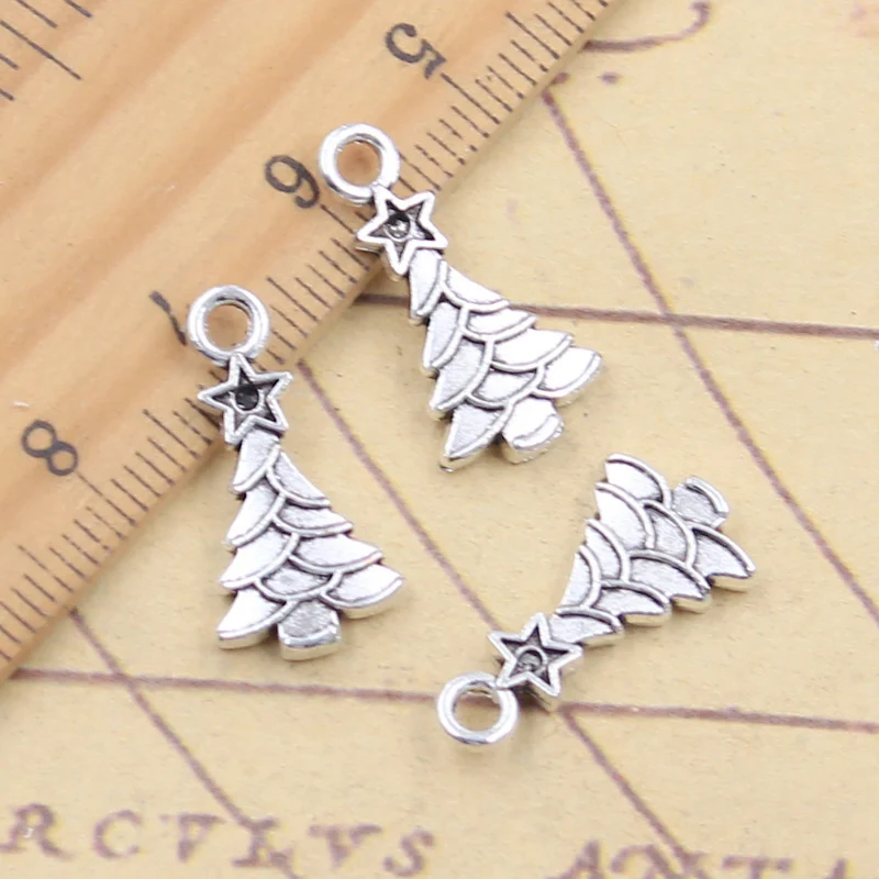 20pcs Charms Star Christmas Tree 20x11mm Tibetan Silver Color Pendants ...