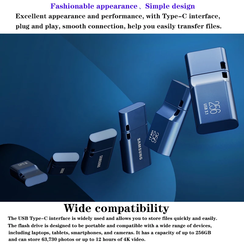 SAMSUNG Type-C USB 3.1 Flash Drive 256GB 128GB 400MB/S 64GB Pen Drive ...