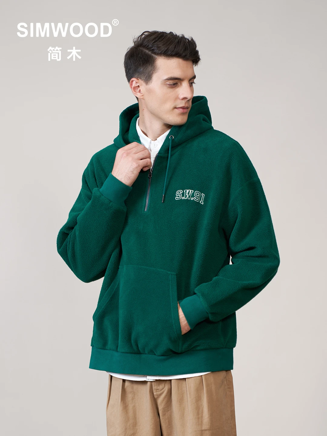 Quarter Zip Sweatshirts Men | Simwood Men Hoodies Sweatshirt | Loose ...