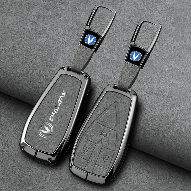 Zinc Alloy Leather Car Key Case Cover Shell for Changan UNIT UNIK ...