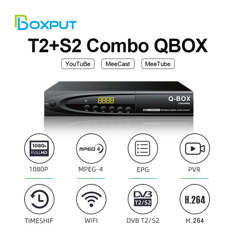 Receptor de televisión por satélite DVB T2 S2 Combo QBOX H264, el mejor ...