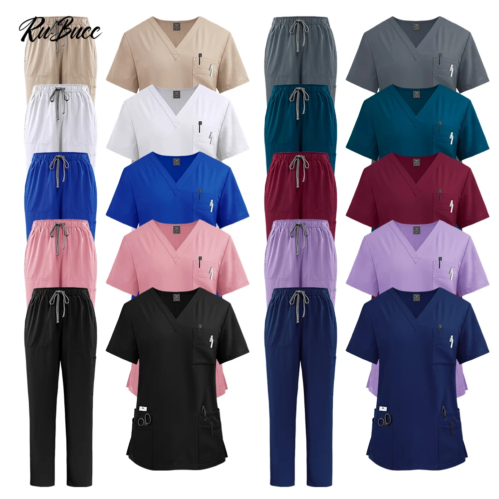 Two-piece Health Care Nursing Suits Solid Color Hospital Medical ...