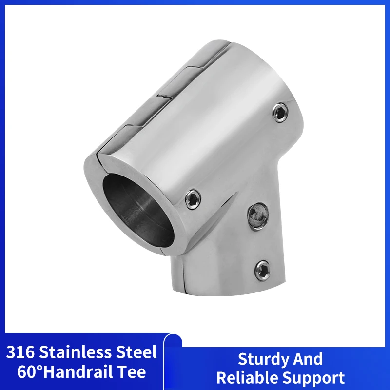 Alastin 3 Way 60 Degree Handrail Tee Fitting 316 Stainless Steel Boat ...