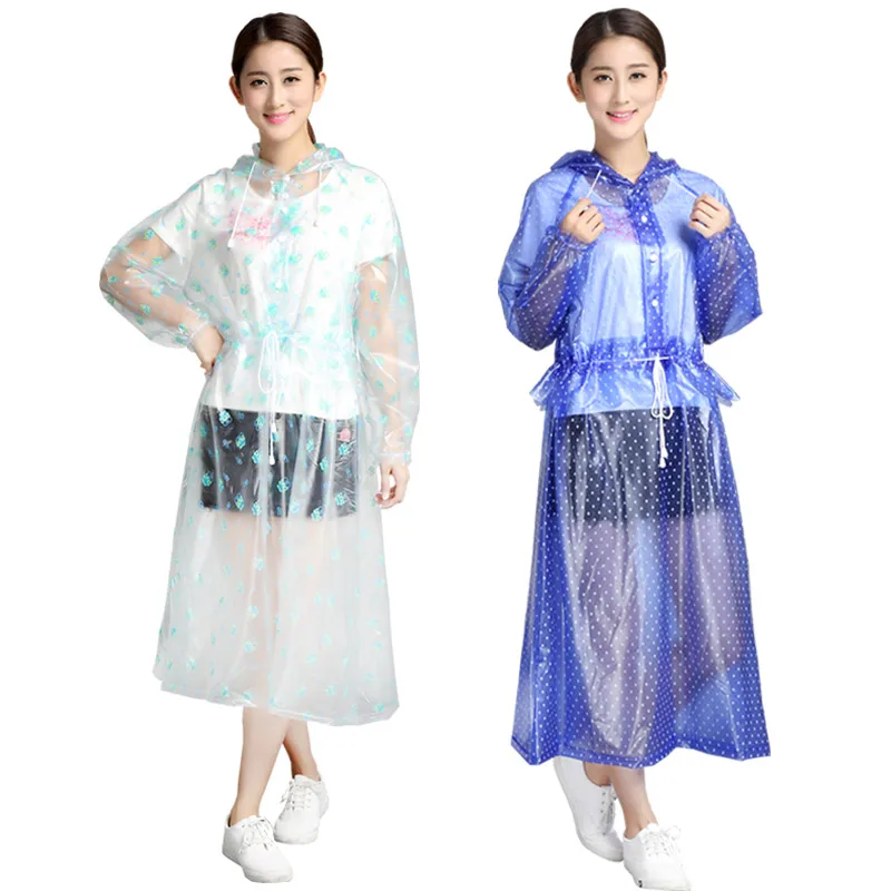 Ladies-Sleeve-Rain-Dress-Transparent-Adult-Lightweight-Hooded-Raincoat ...