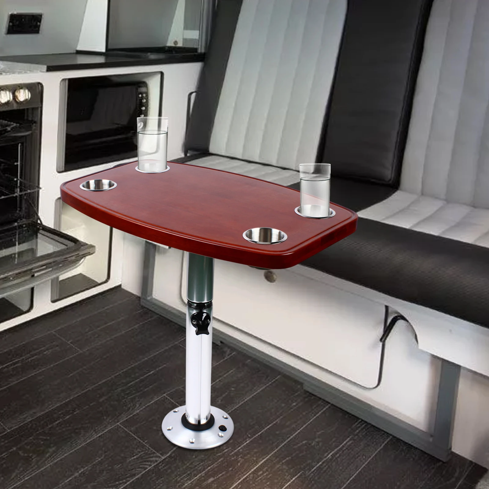 Varnished-Oak-Table-Top-600x380mm-With-4-Cup-Holders-and-Pedestal-Base ...