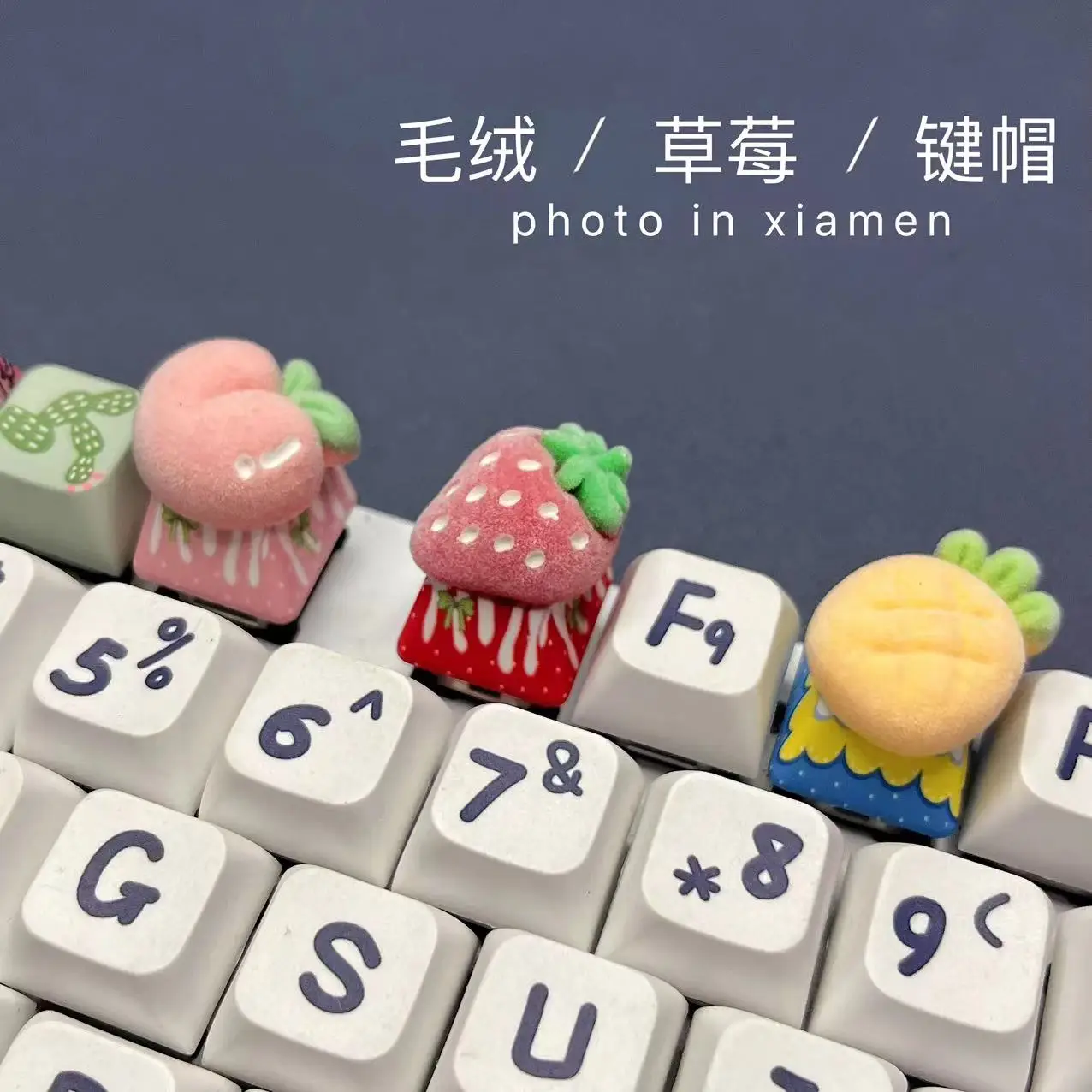 Cartoon-Sweet-and-Personalized-Fruit-Plush-Peach-Keycaps-Mechanical ...