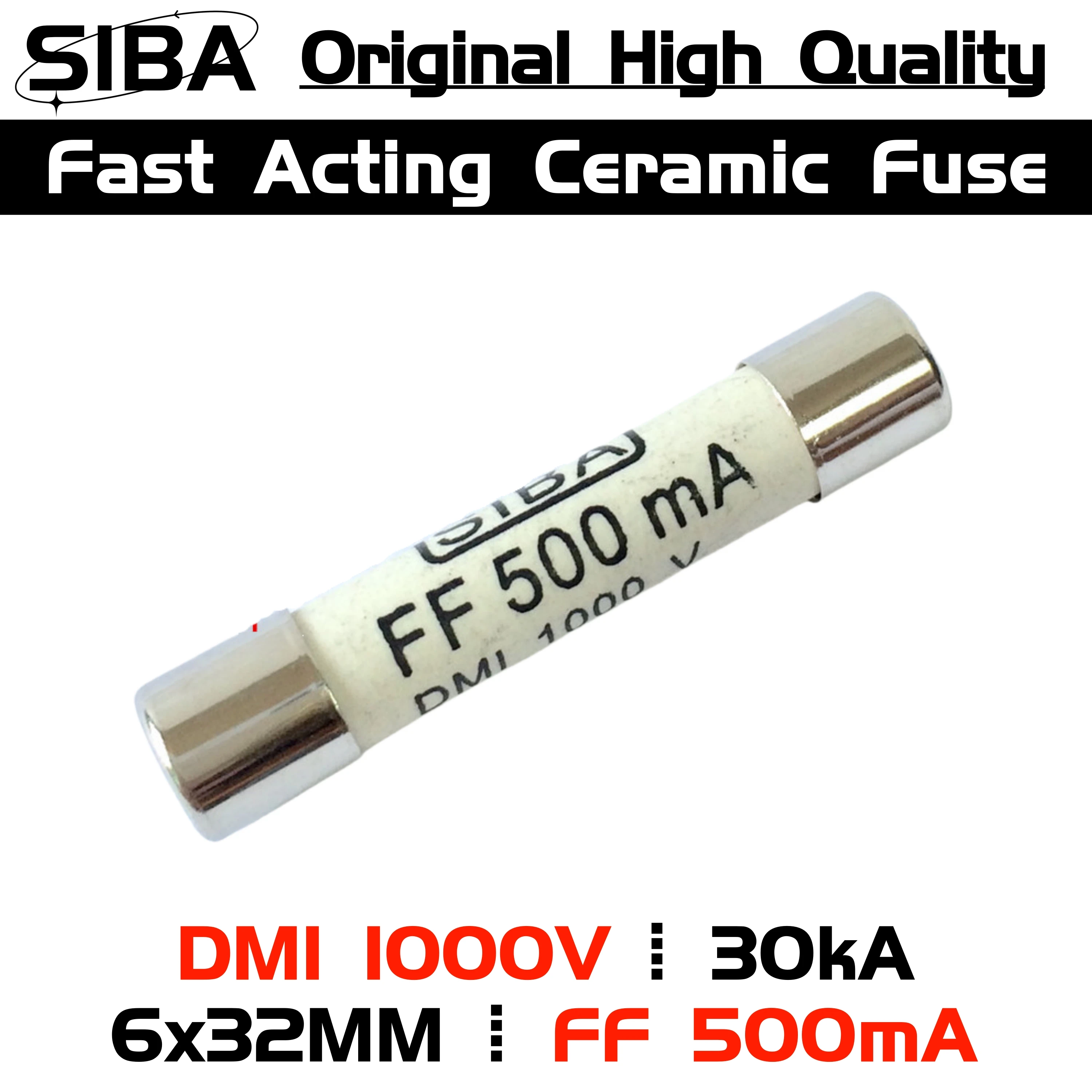 5PCS New Original SIBA DMI Fuse FF 500mA 1000V 30kA Fast Blow Fast ...