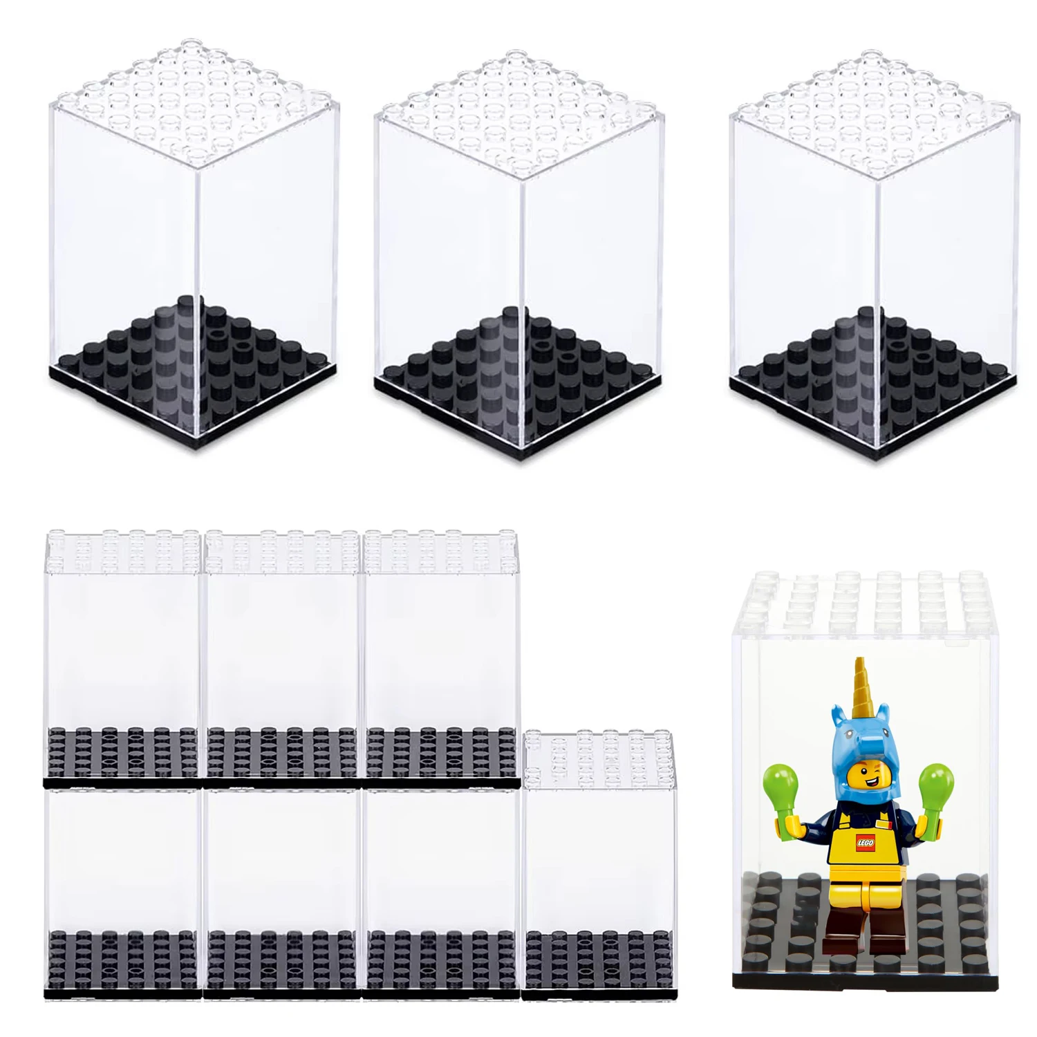 2-40pcs Minifigure Display Case Acrylic Display Box Stackable Storage ...