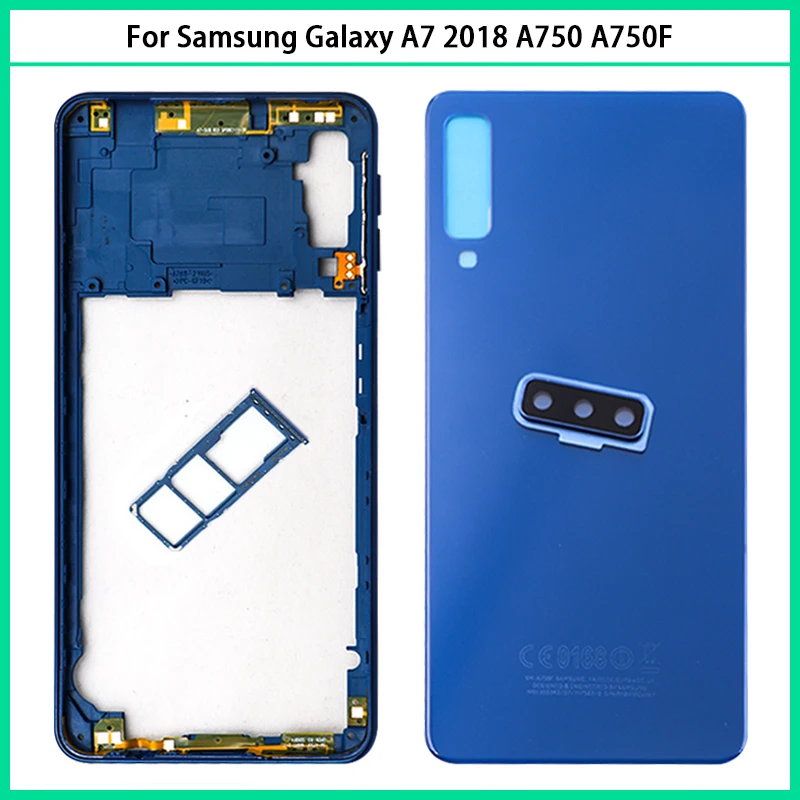 SAM Galaxy A7 2018 A750F için SM A750 orta çerçeve A750F pil arka kapak ...