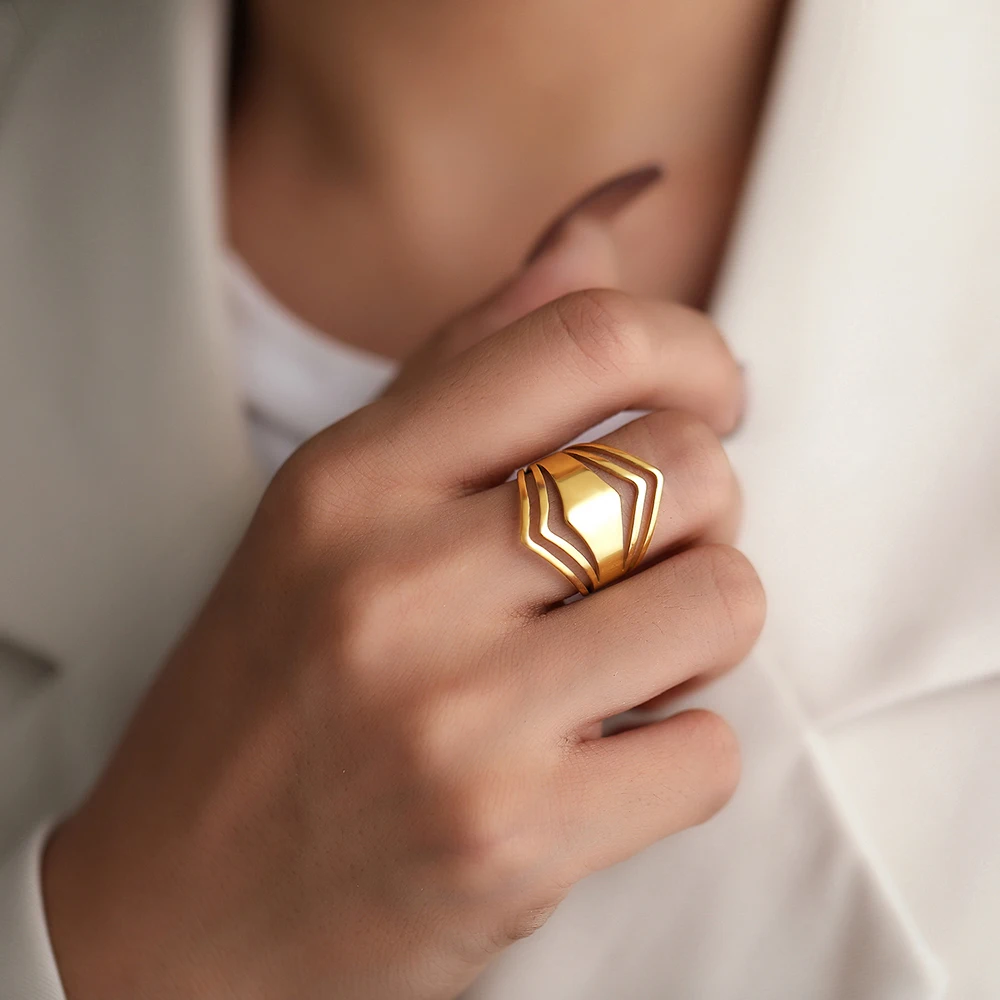 Stainless-Steel-Ring-Geometric-Rhombus-Antique-Rings-Anillos-Elegant ...